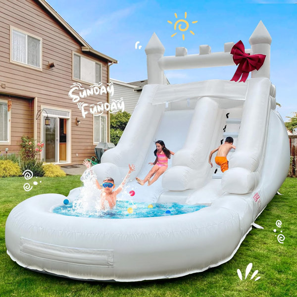 Connsann 13' x 21' Commercial Grade White Water Slide with Splash Pool ...