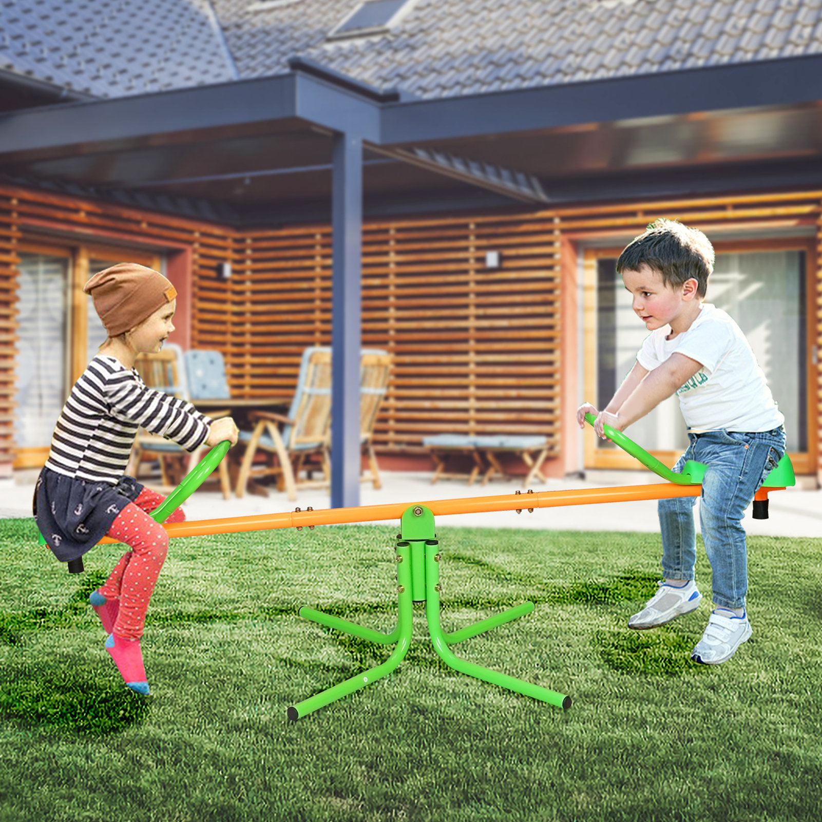 Arlmont & Co. Rotating Seesaw 2 Persons Handle 360 Degrees Rotation ...