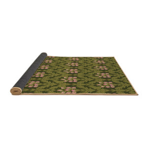 East Urban Home Floral Wool Olive green/Pink Area Rug | Wayfair