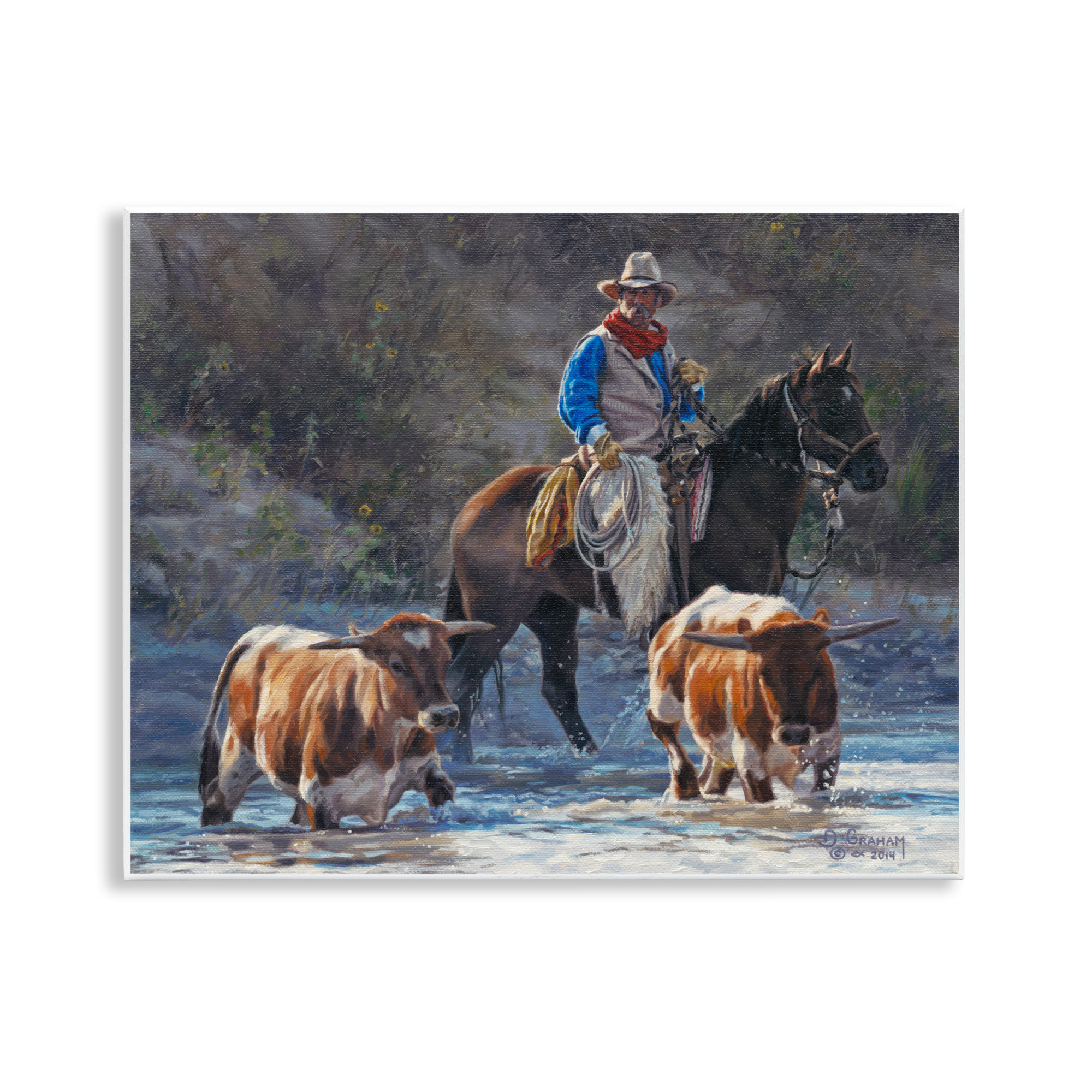 Stupell Industries Cowboy Crossing River Wall Plaque Art by David ...