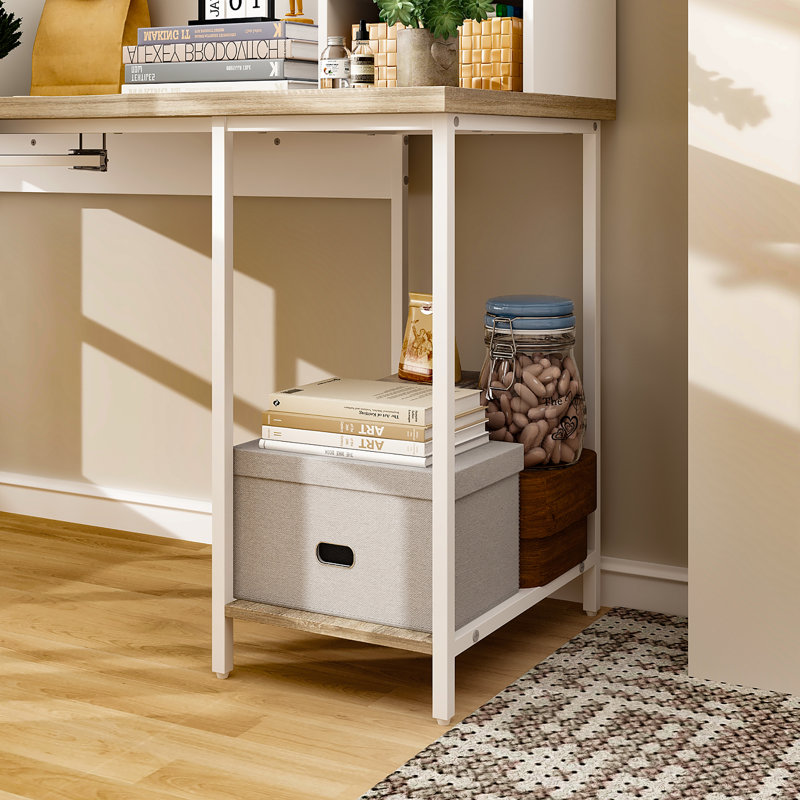 Ebern Designs 63" Wide Writing Desk With Hutch And Hooks | Wayfair