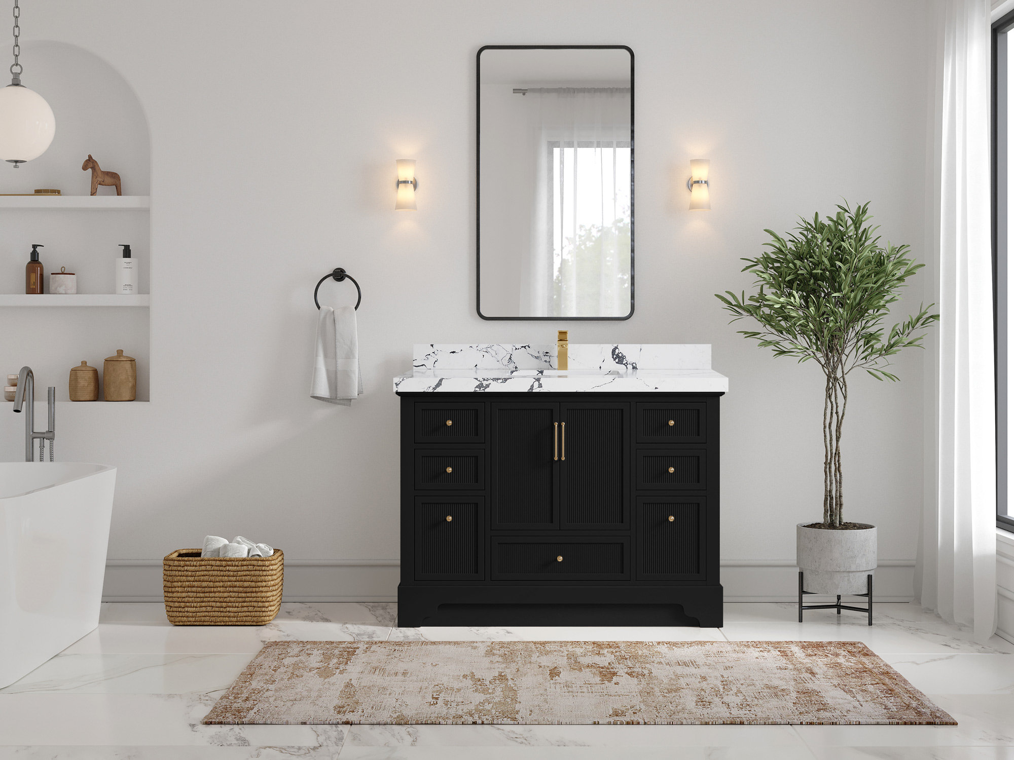 Willow Collections 48 In. W X 22 In. D Alys Single Sink Bathroom Vanity ...