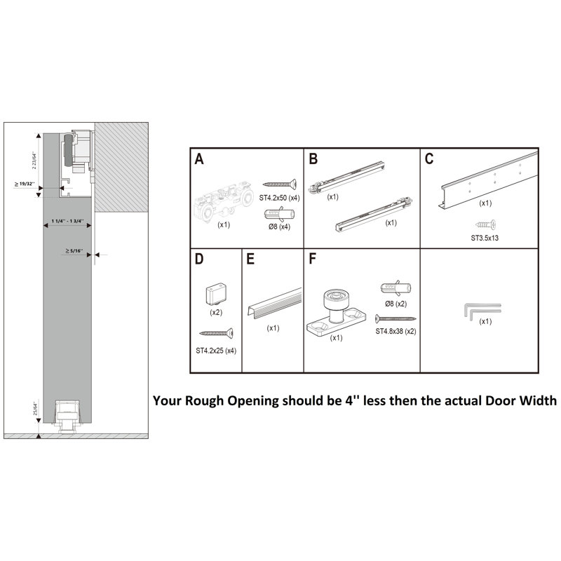 Villar Home Designs 2 Pack 39'' Concealed Invisible Magic Sliding Door ...