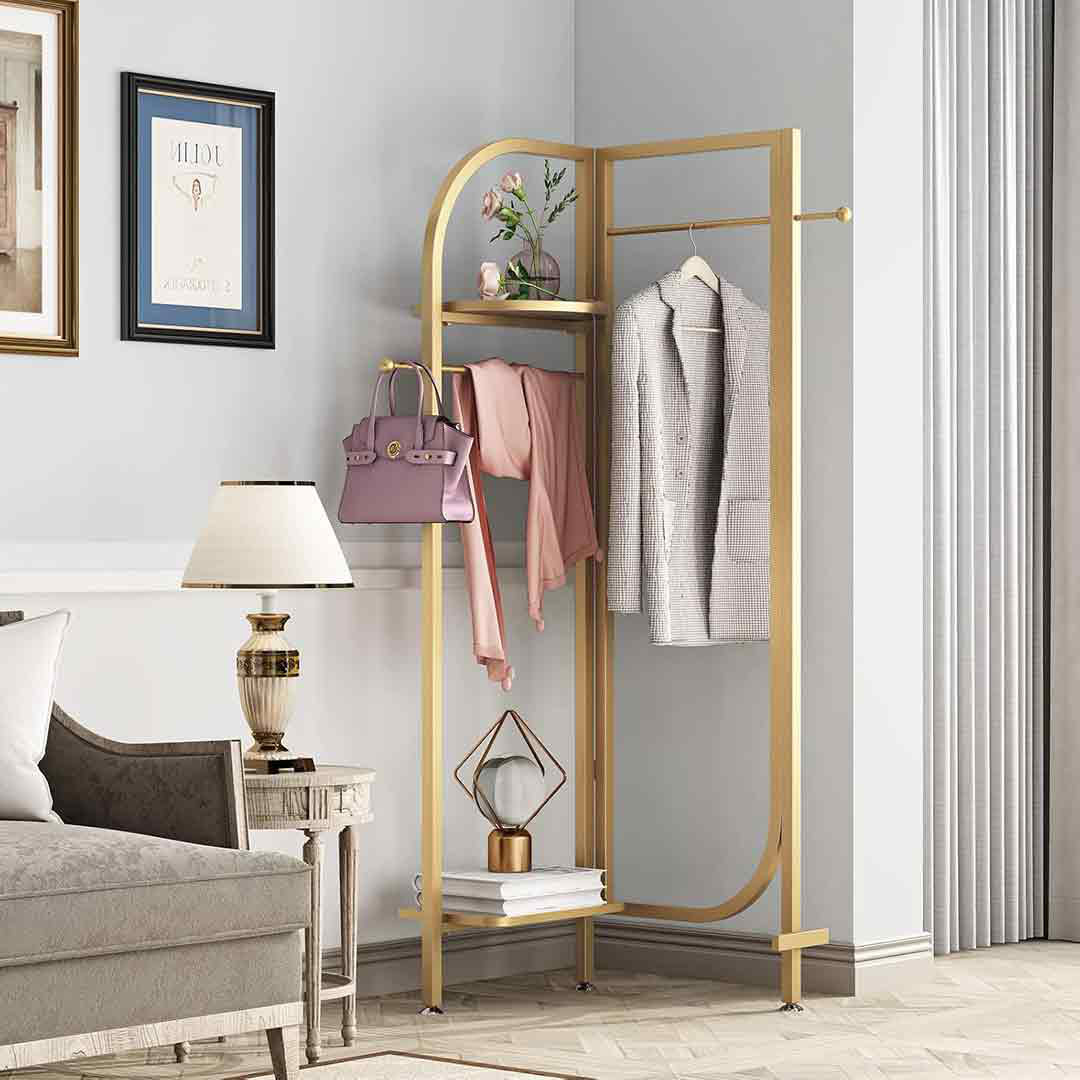 TELOVIN Corner Metal Clothing Racks,Heavy Duty Freestanding Clothes ...