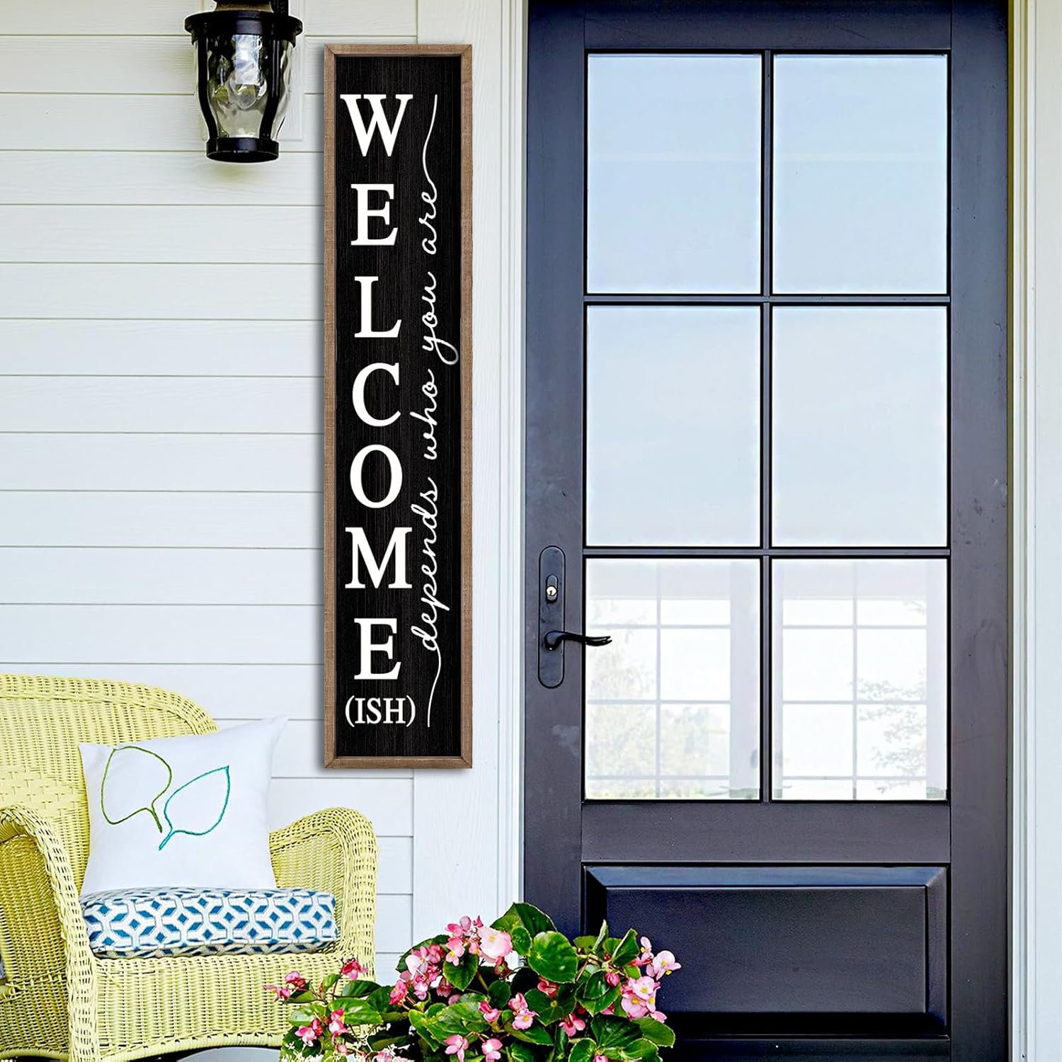 Gracie Oaks Welcome-Ish Sign For Front Porch Standing 45"X9" Wooden ...
