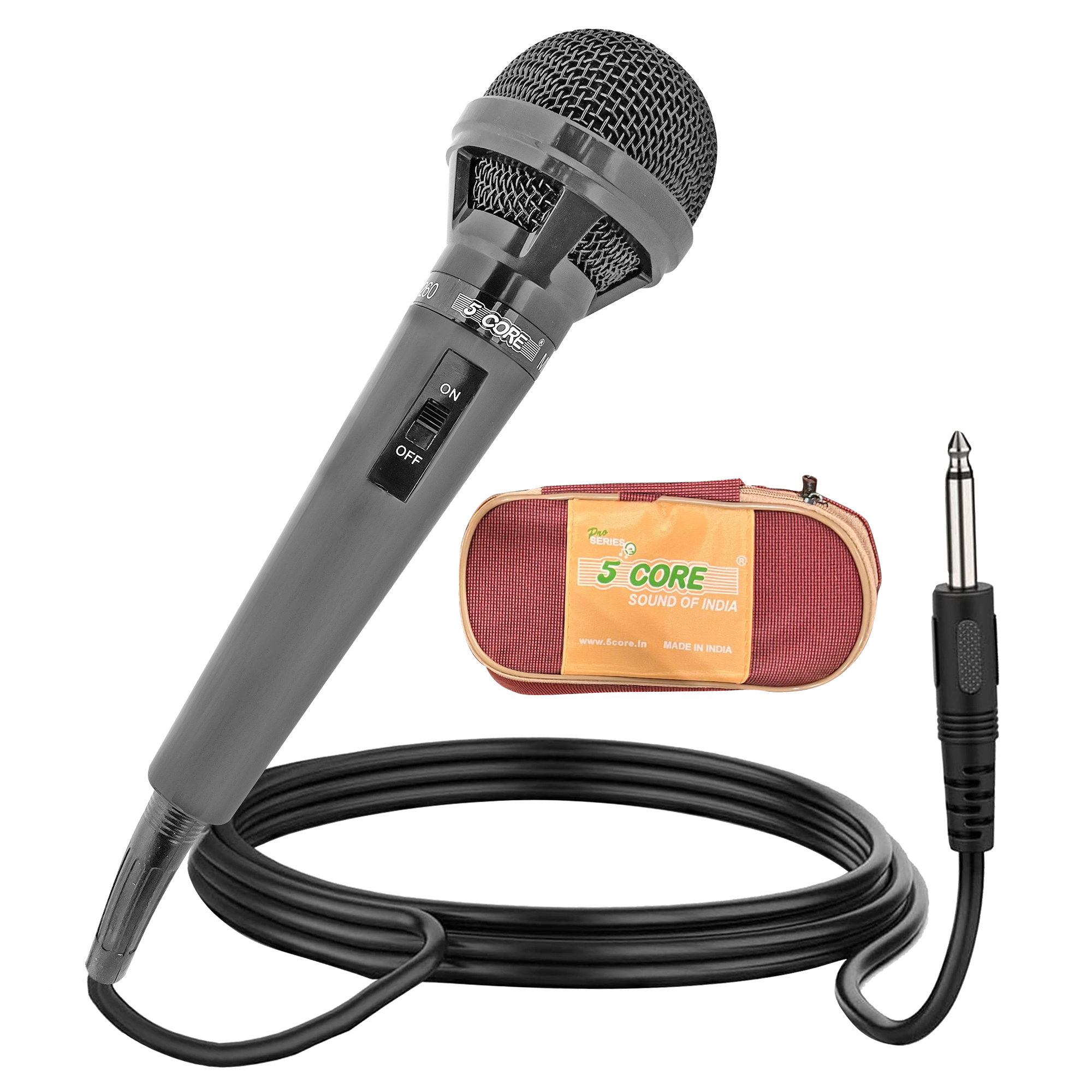 5 Core Microphone Dynamic Cardioid Unidirectional Vocal Karaoke Wired ...