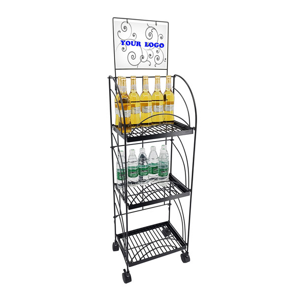 Rebrilliant 3-Tier Metal Shelving Display W/ Wheels & Removable Sign ...