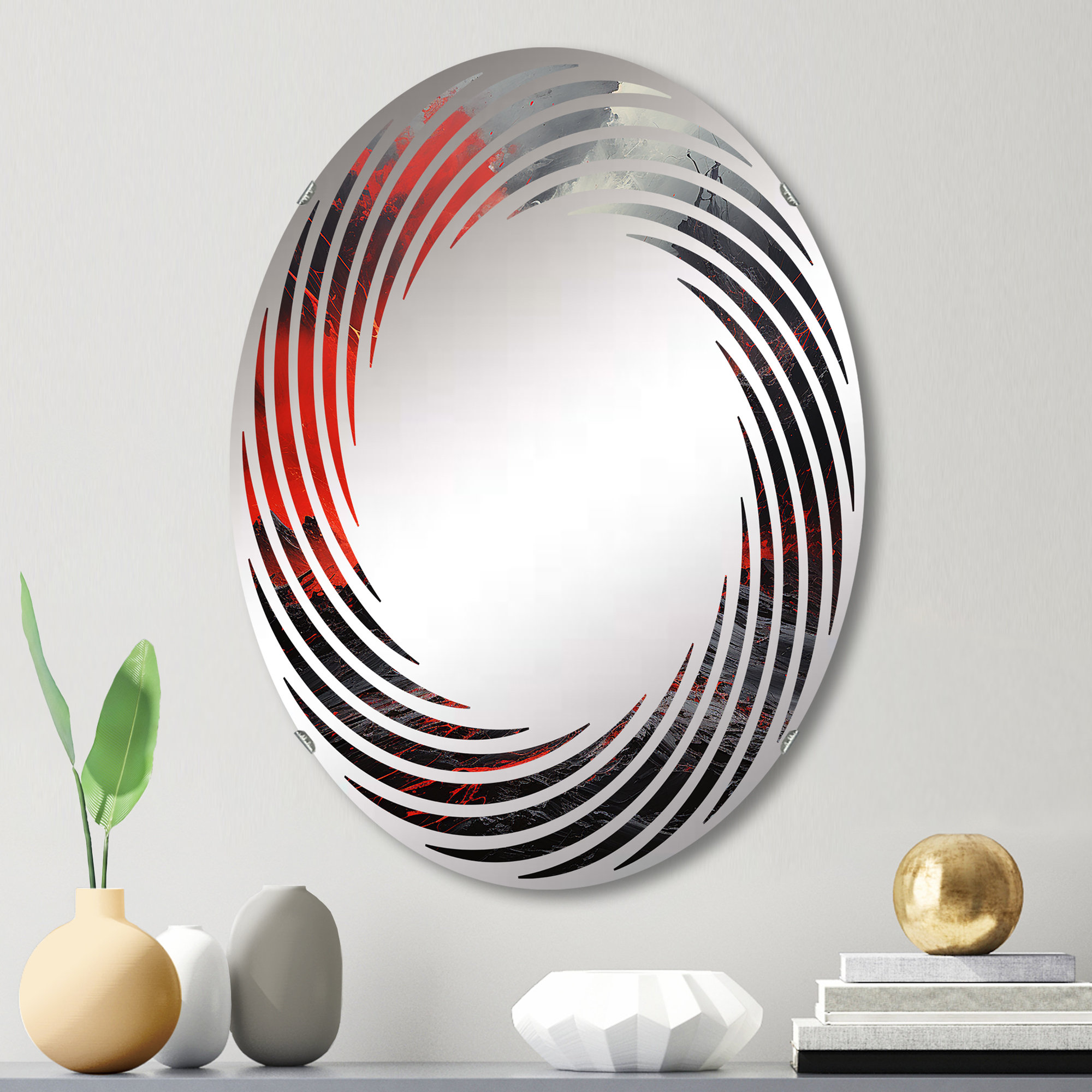 Design Art Volcano Volcanic Explosion II - Spiral Wall Mirror|Oval ...
