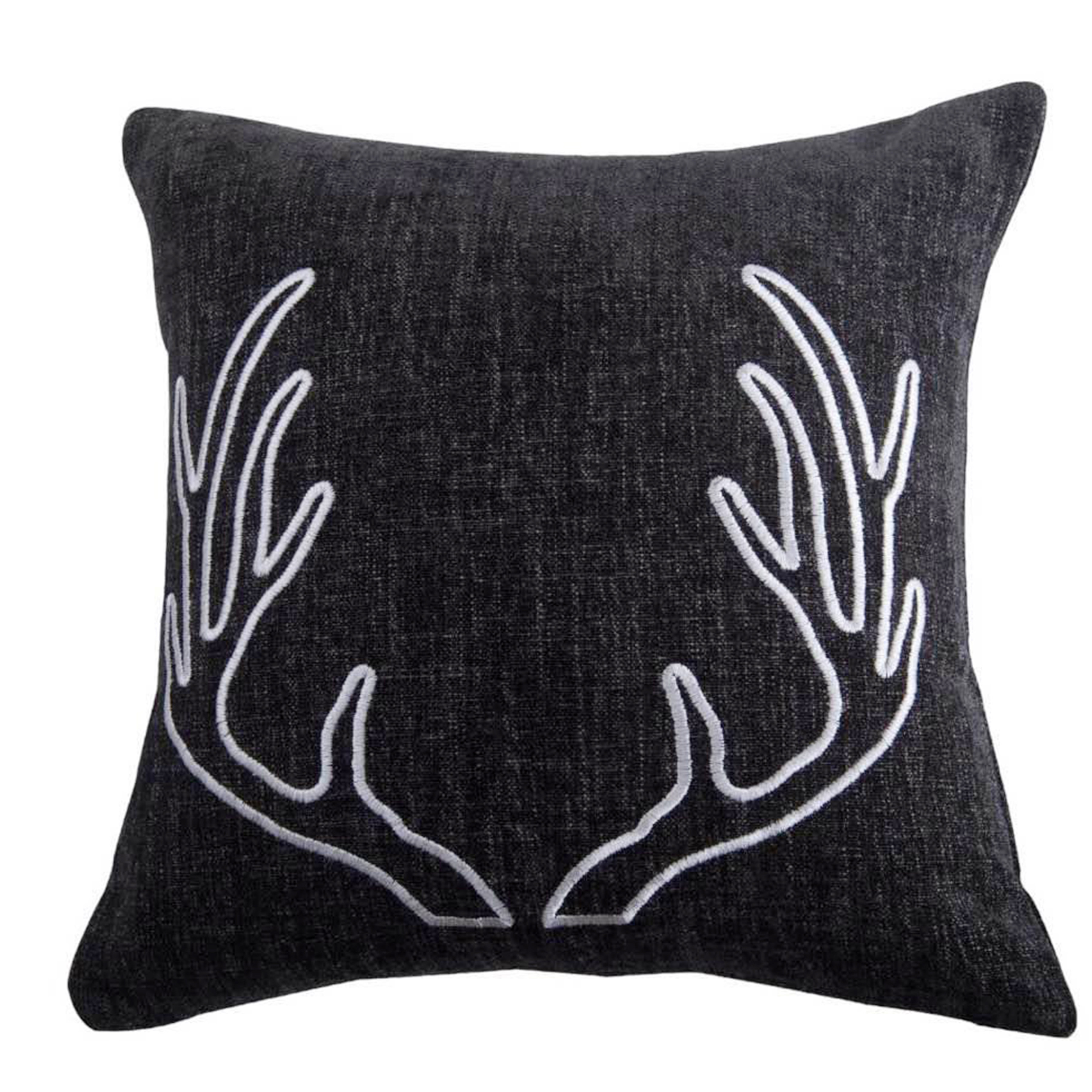 HiEnd Accents Hamilton Charcoal Gray Embroidered Antlers Traditional ...