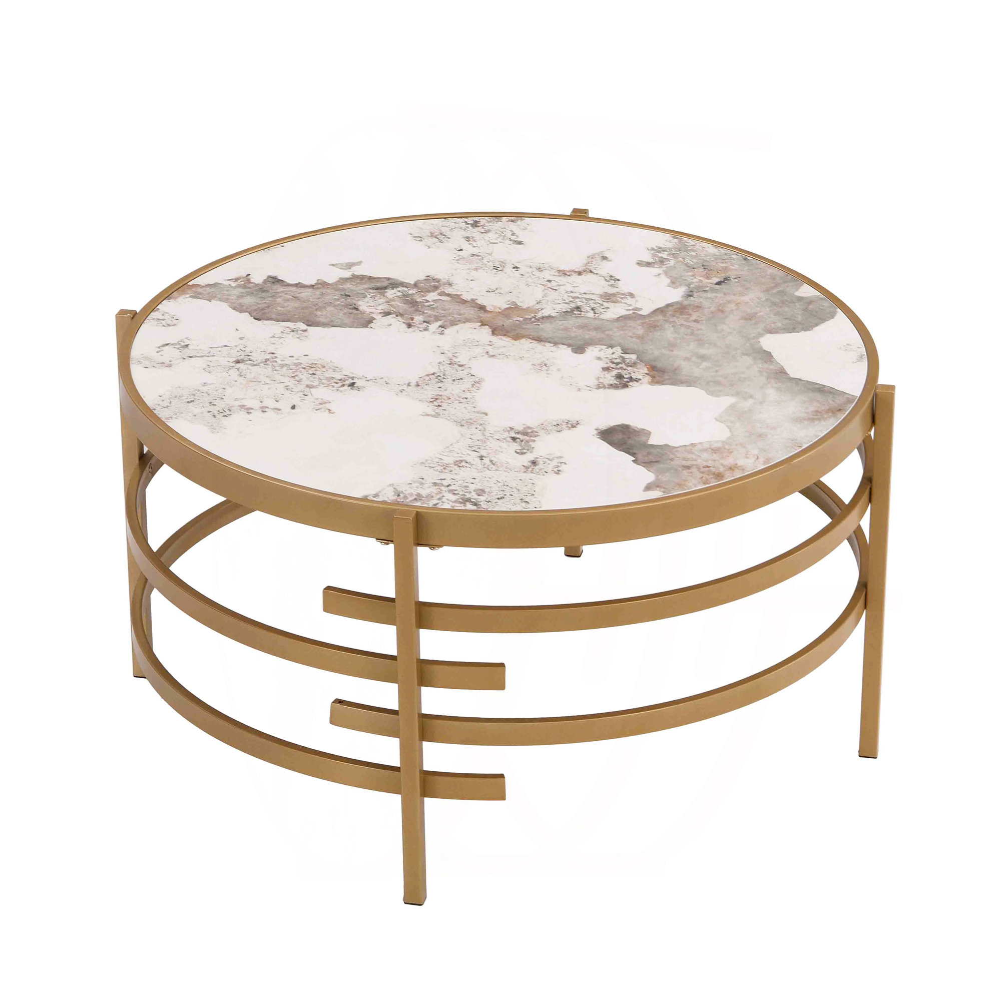 Ivy Bronx 32.48'' Round Coffee Table With Sintered Stone Top&Sturdy ...
