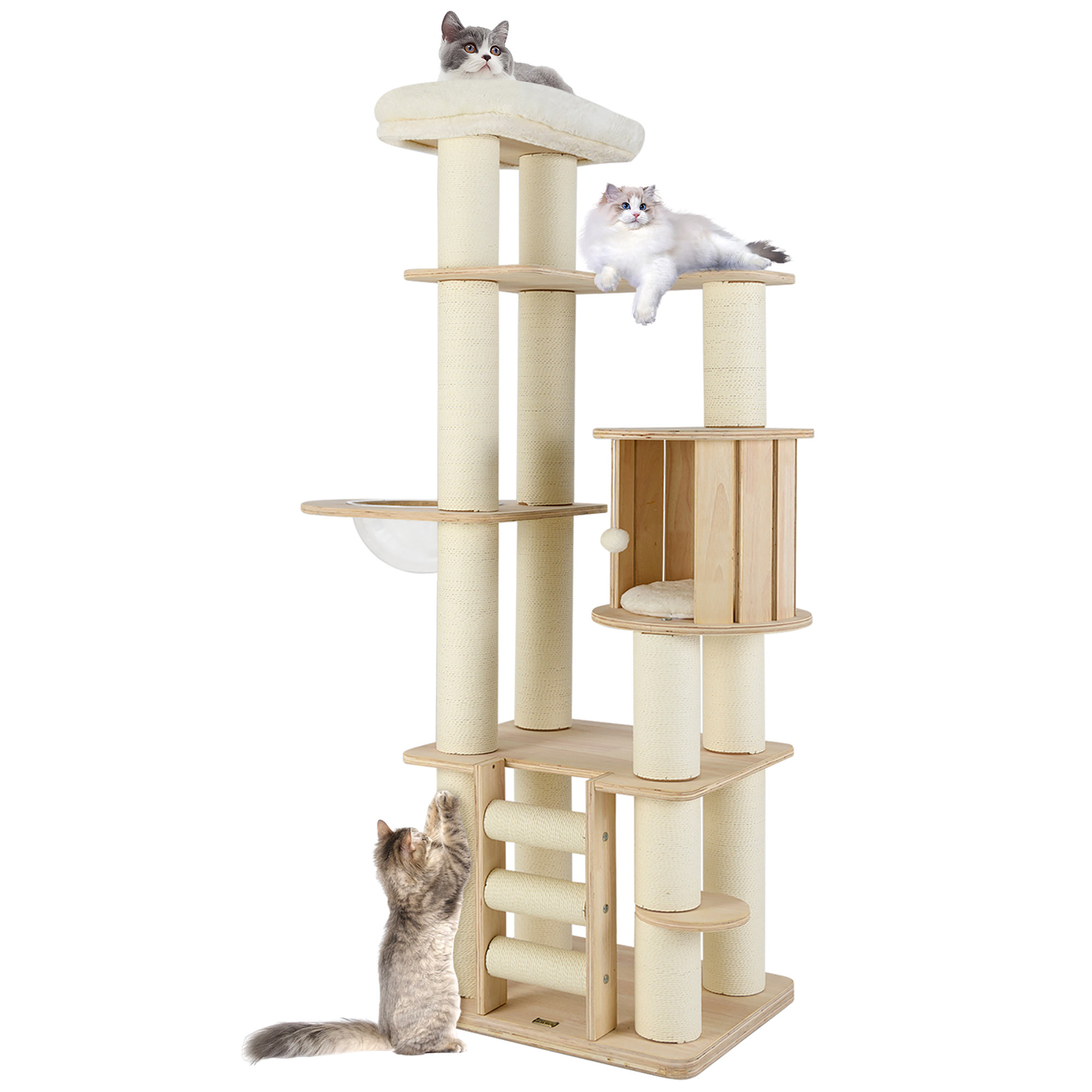 Hokku Designs 71'' Tall Cat Tree w/Cozy Perch Condo Space Capsule 4.6 ...
