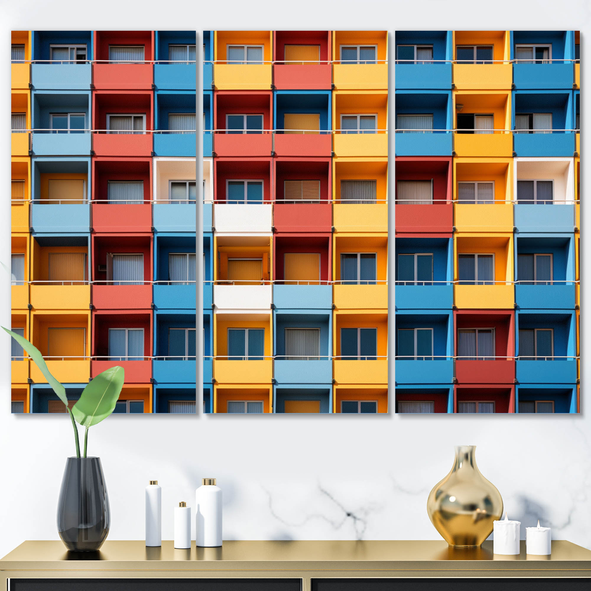 Design Art Cityscape Colorful Patterns III - Architecture Metal Wall ...