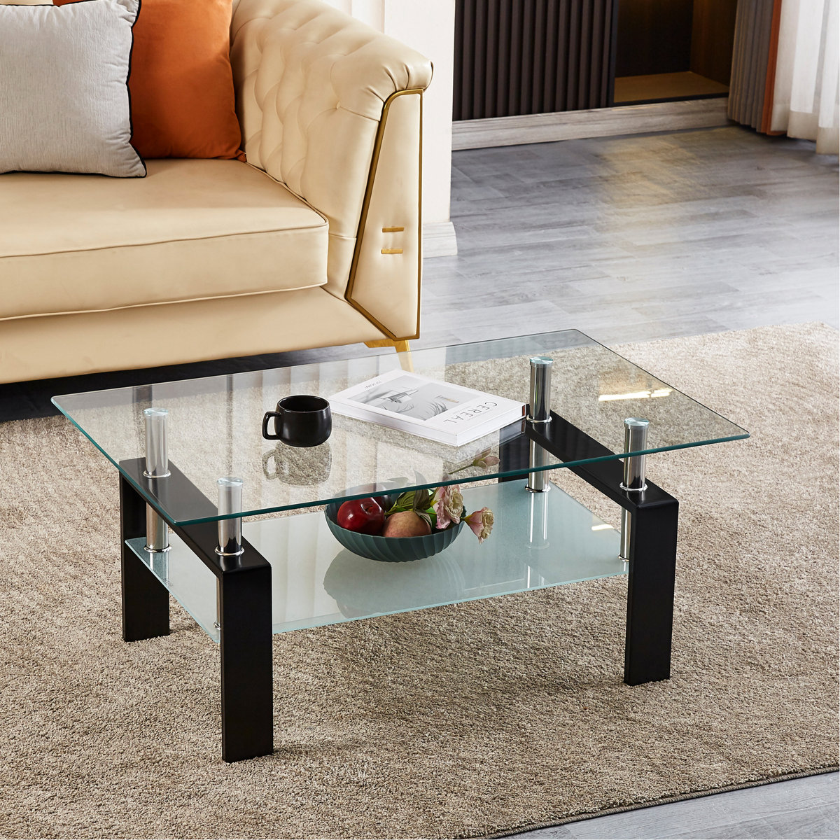 Latitude Run® Modern 2 Transparent Glass Coffee Table For Guest ...