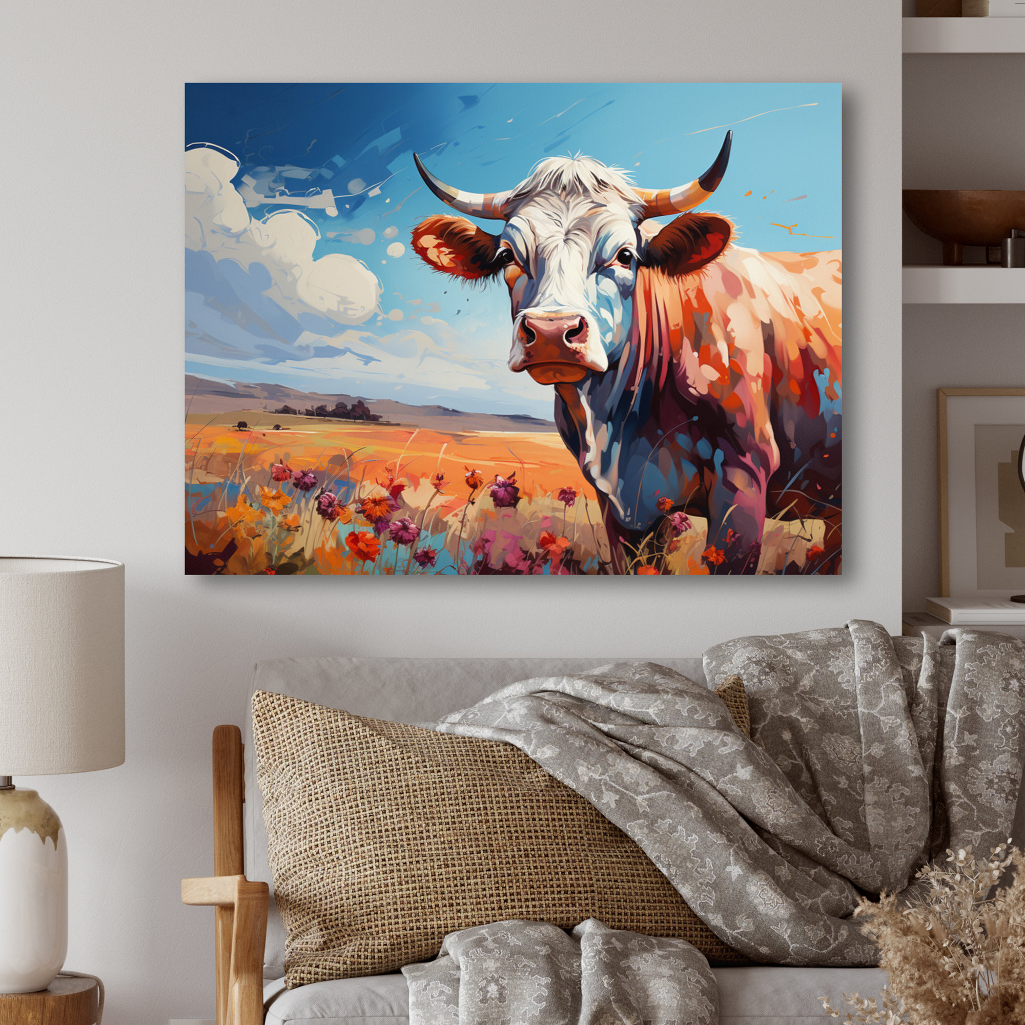 Gracie Oaks Cow Countryside Palette III - Animals Metal Wall Art ...