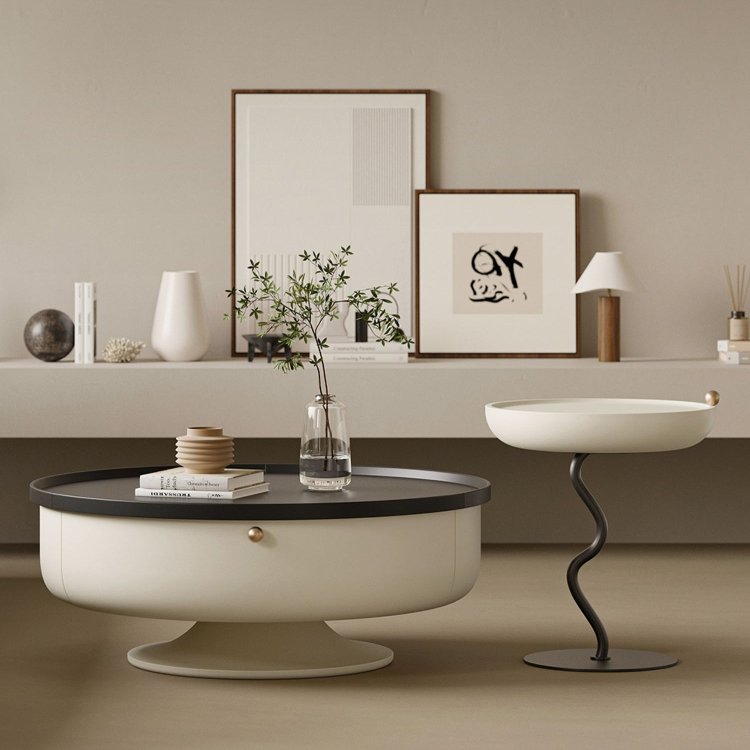 Brayden Studio® Round Cream Style Combo Coffee Table - Wayfair Canada