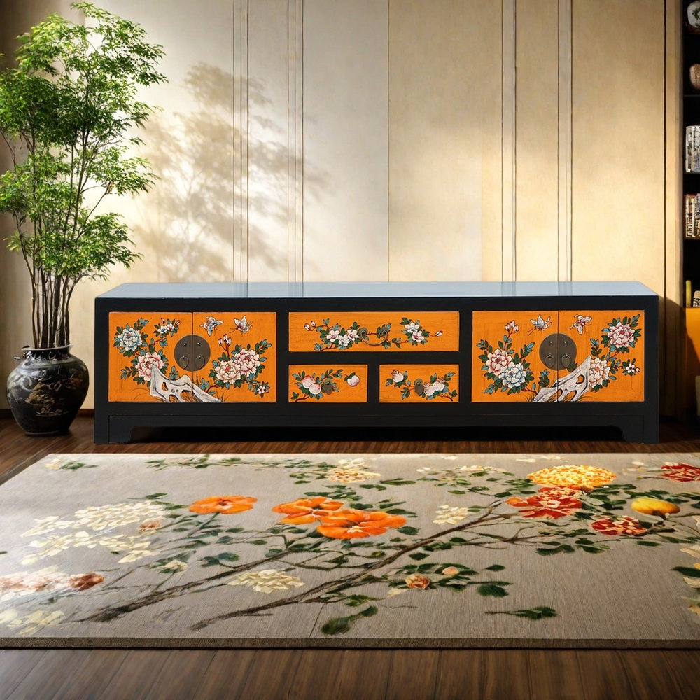 Finaewg Vintage style hand-painted TV stand | Wayfair