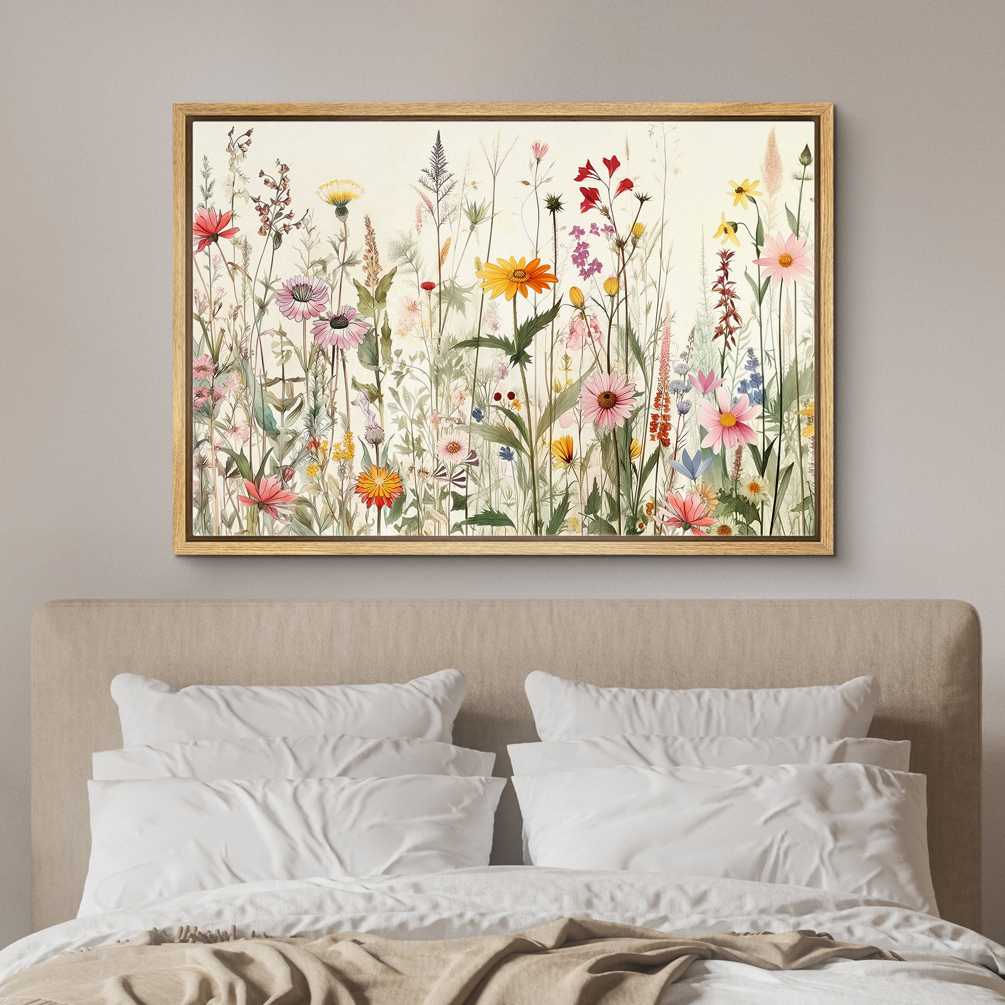 IDEA4WALL Vibrant Wildflower Daisy Floral Botanical Pictures French Country Large Framed Canvas ...