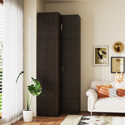 Latitude Run® Corner Wardrobe With Top Cabinet, 2-Door, 93.9" Height ...