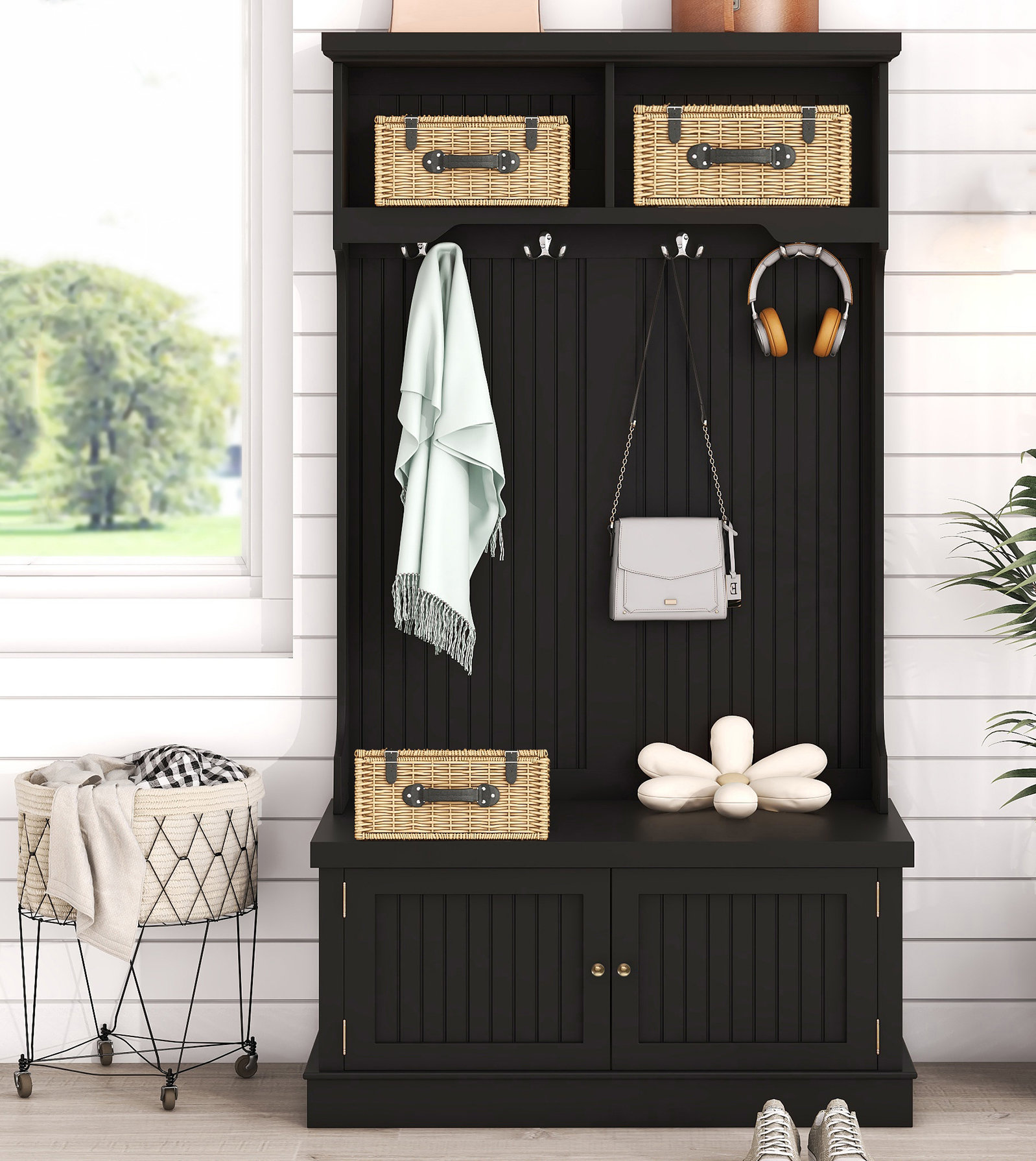 Red Barrel Studio® Modern Hall Tree With Storage Shoe Bench, Multi ...