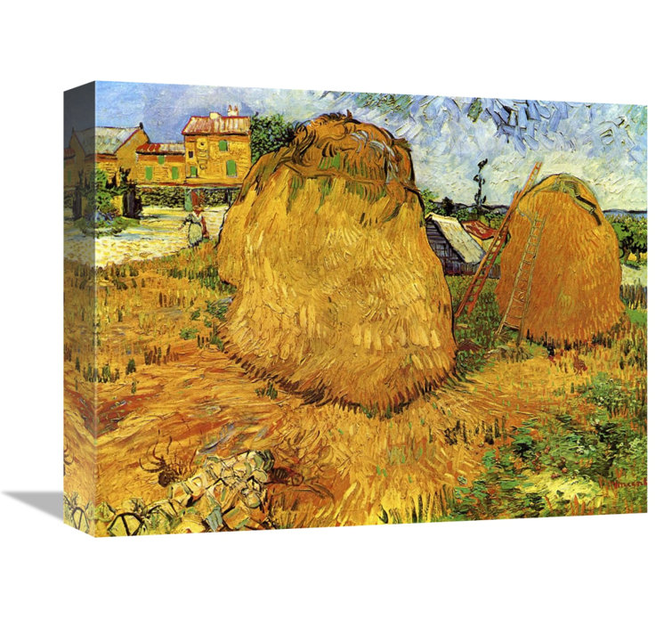 Vault W Artwork Haystacks In Provence On Canvas by Vincent Van Gogh ...