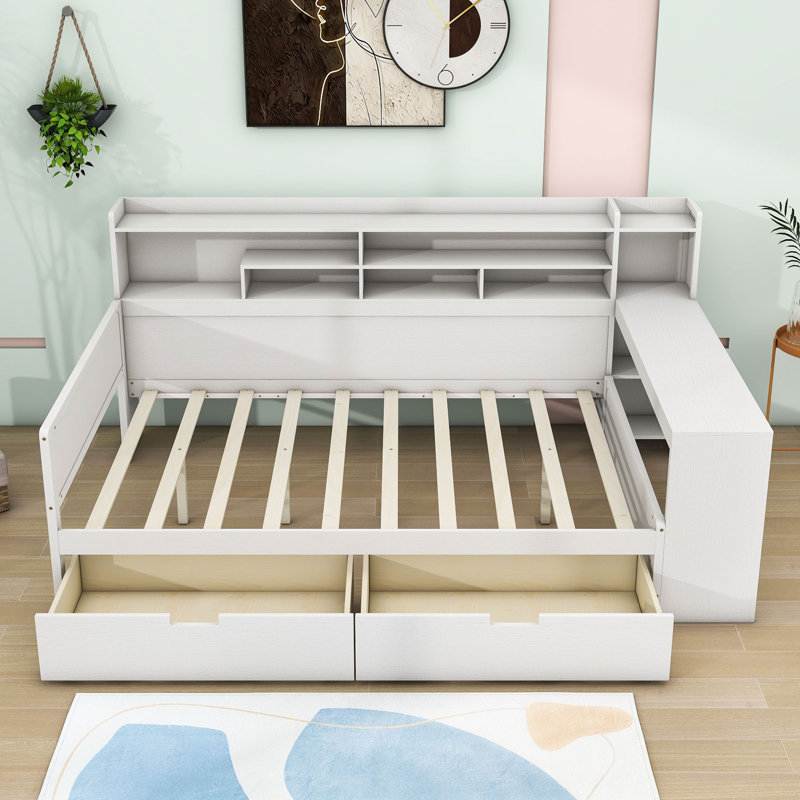 Lark Manor™ Wood Daybed with 2 Storage Drawers and Study Desk | Wayfair