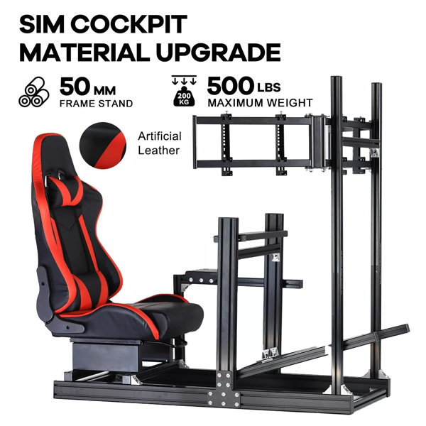 Anman F1 Racing Simulator Cockpit With Seat & Triple Monitor Stand Fit ...