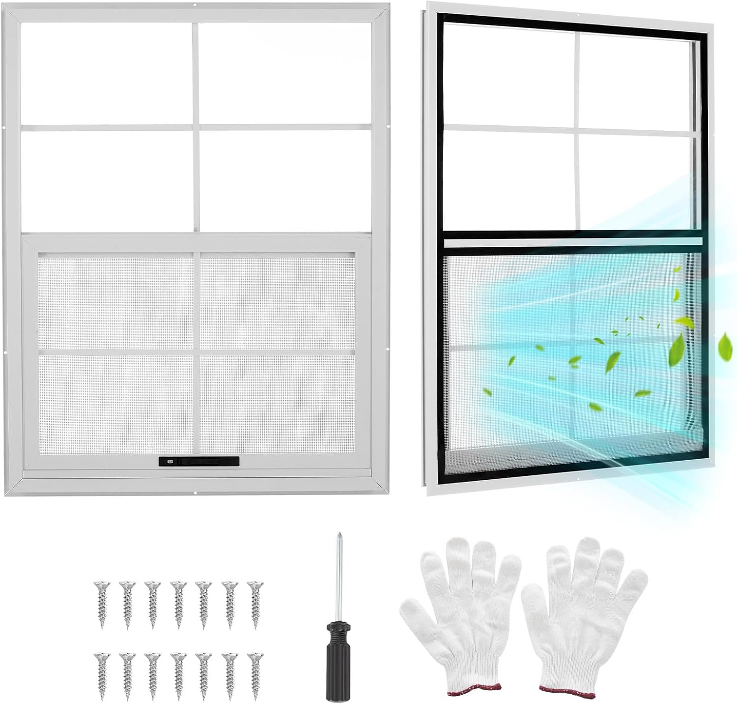 gaomon 2pcs Shed Windows, Flush Mount Window with Tempered Glass and ...