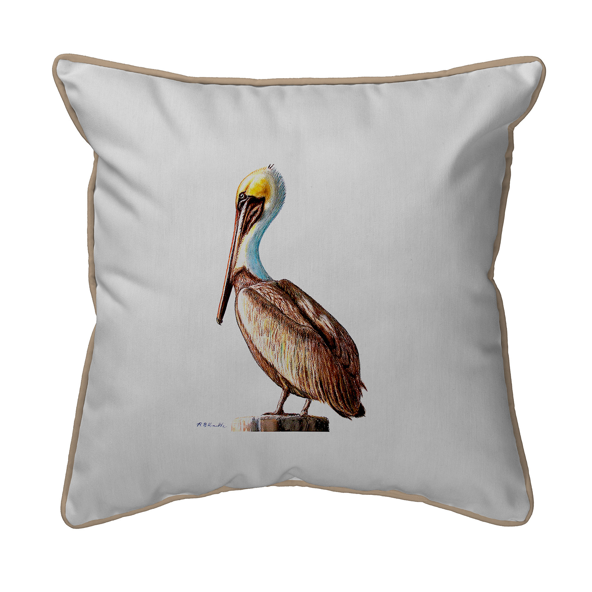 Betsy Drake Interiors Coastal Pelican Border Indoor/Outdoor Throw ...