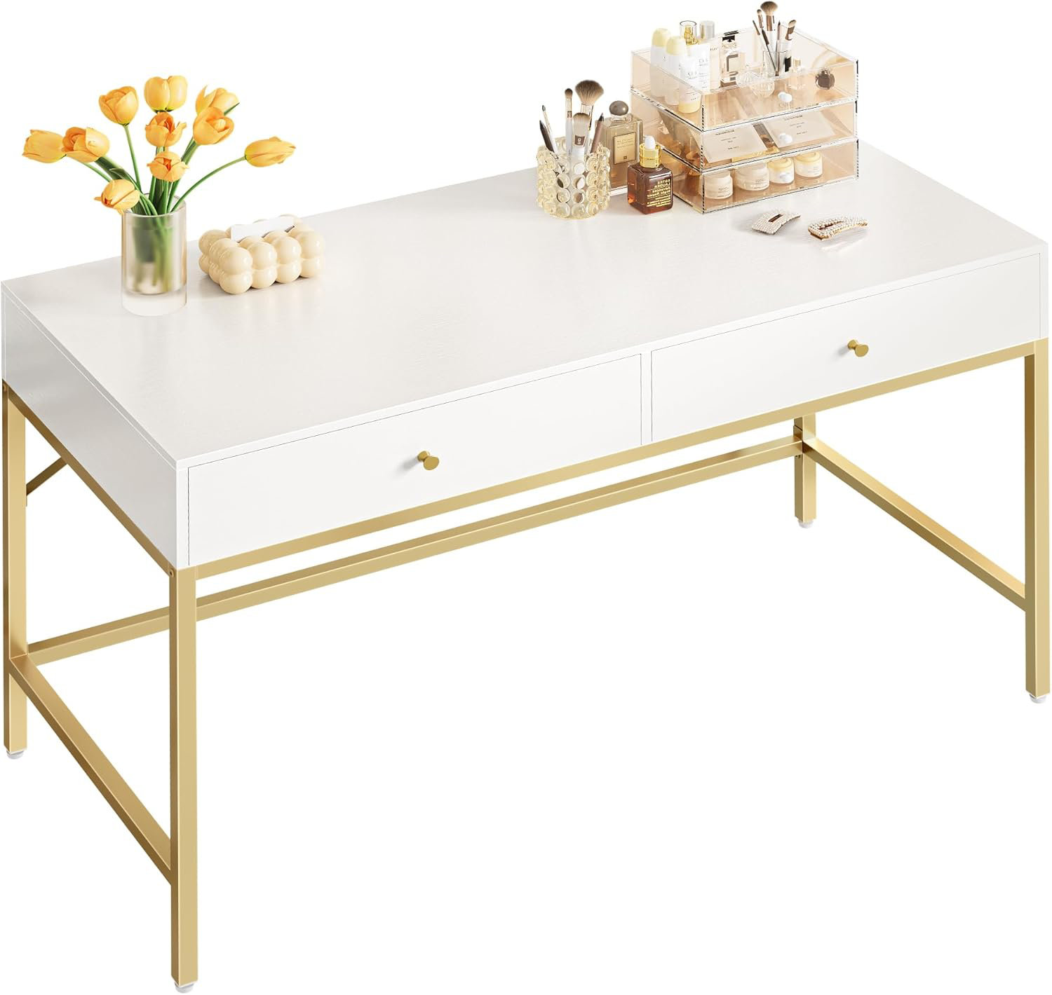 Rosdorf Park Vanity Desk with Drawers, 47 inch Computer Desk, Modern ...