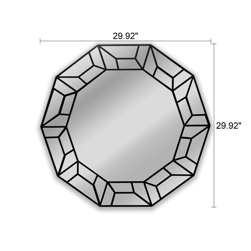 Orren Ellis Maique Reflection Contemporary Black Finish Decagon Framed ...