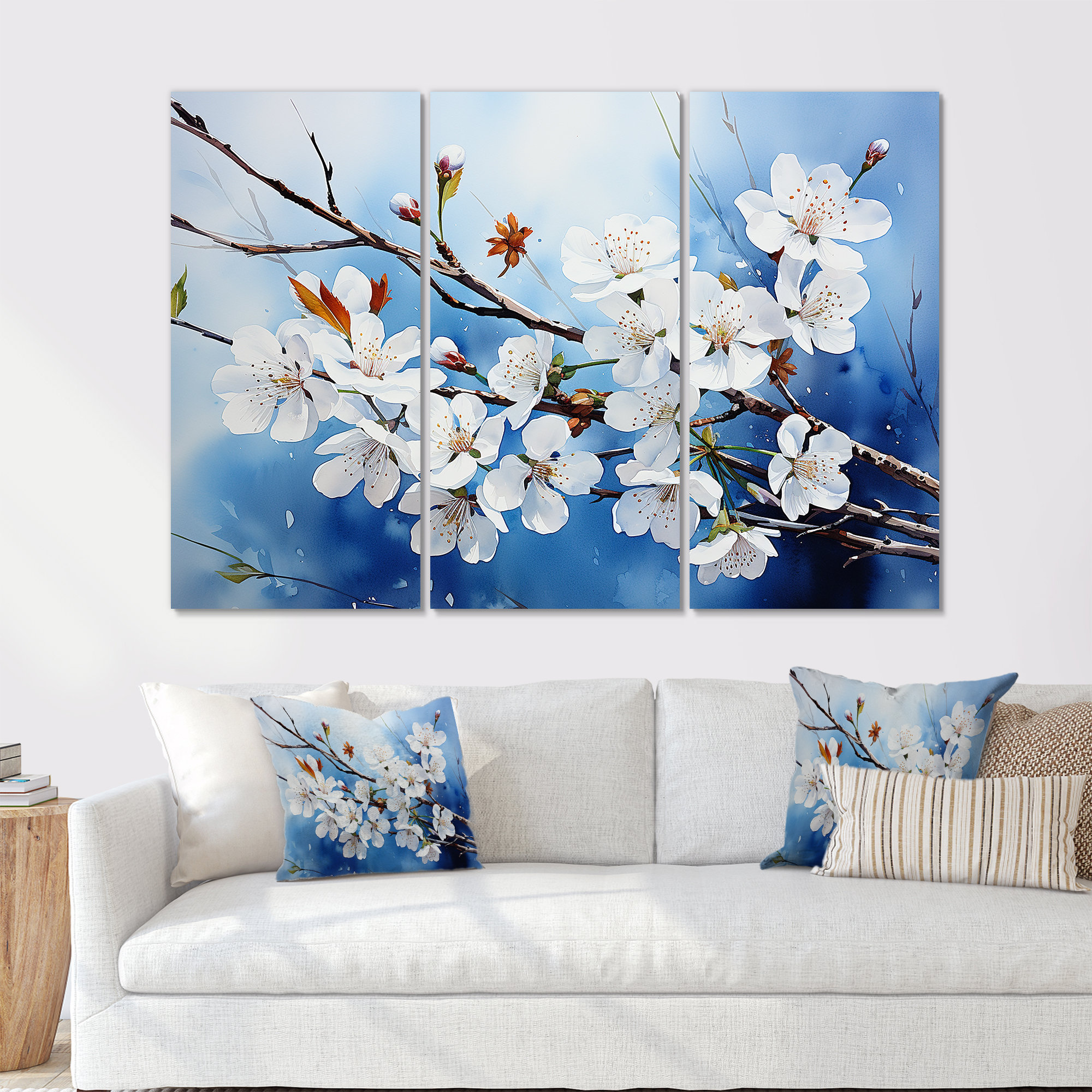 Lark Manor™ Japan Azure Cherry Blossoms I - Japanese Art Wall Decor Set ...