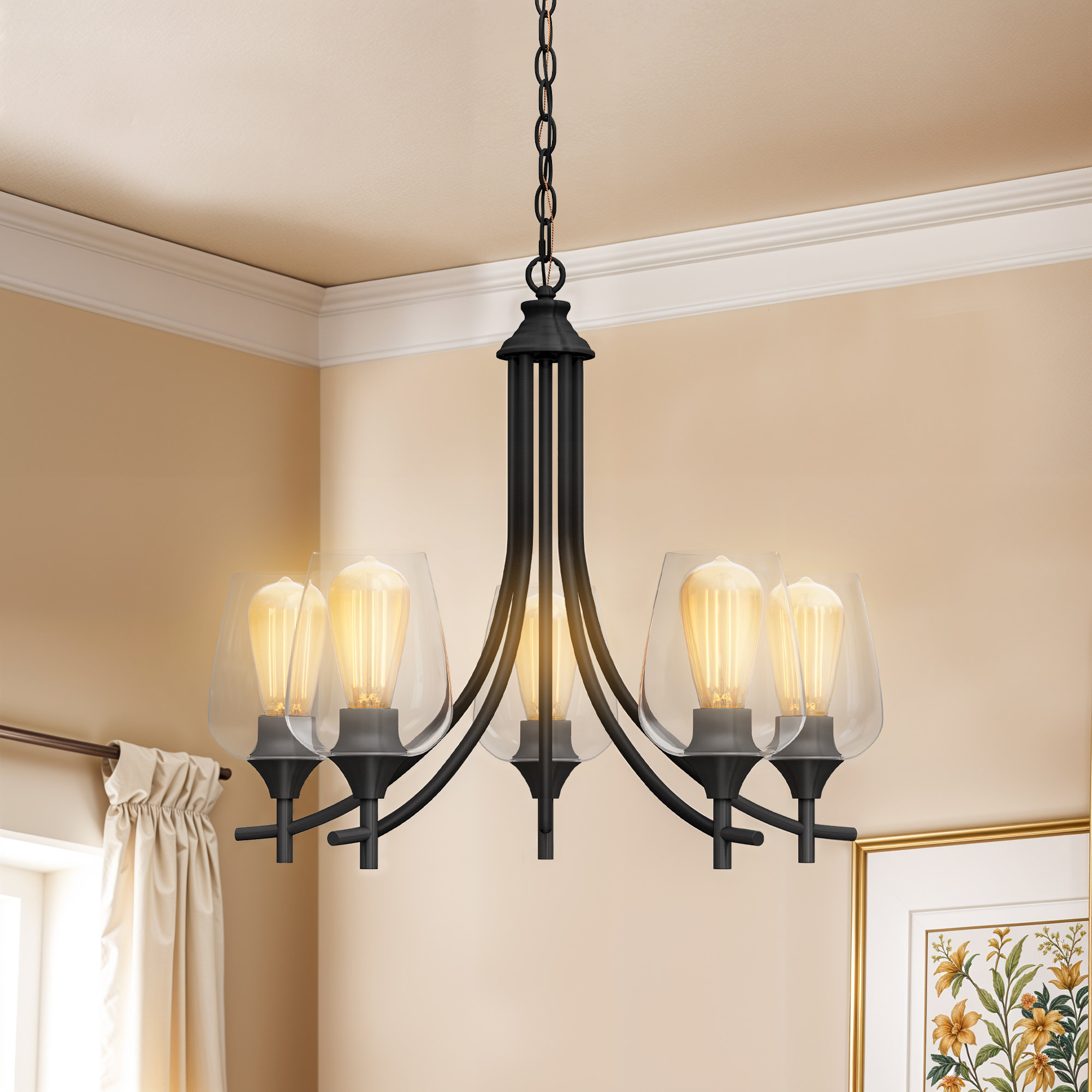 Winston Porter Classic Pendant Light with Clear Glass Shade for Dining ...