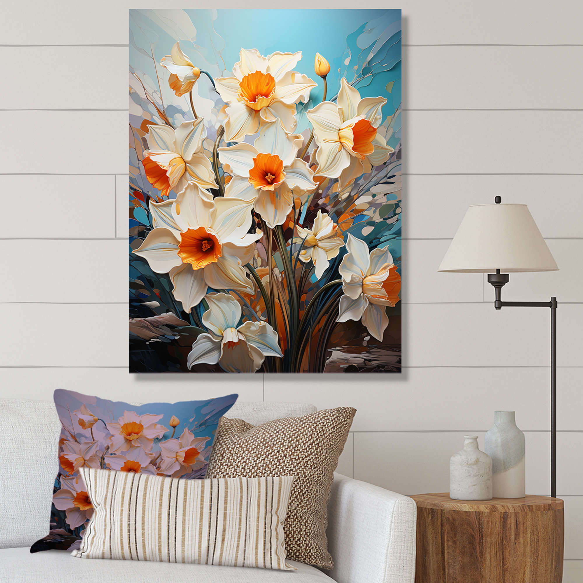 Winston Porter Bold Colors Gray White Daffodils Bloom I Framed On ...