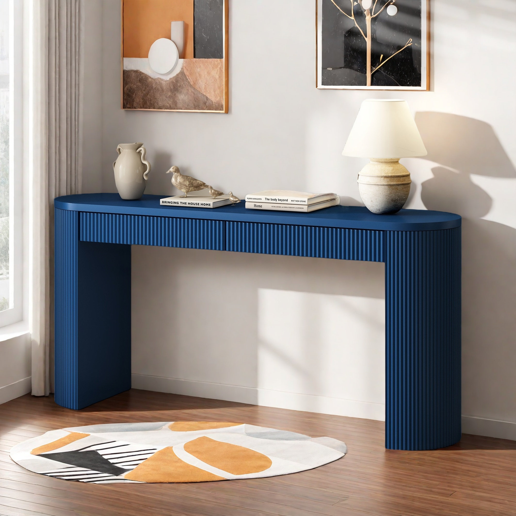 Latitude Run® Sophisticated Console Table With Vertical Striped Design ...