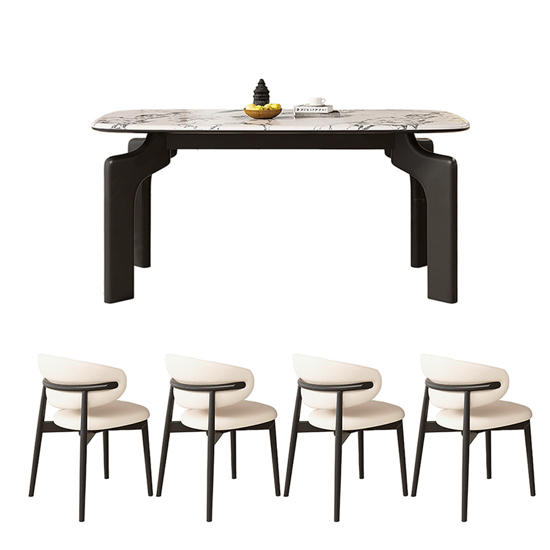 Dining Elegance Rock Plate Dining Table And Chair Combination 5 - Piece ...