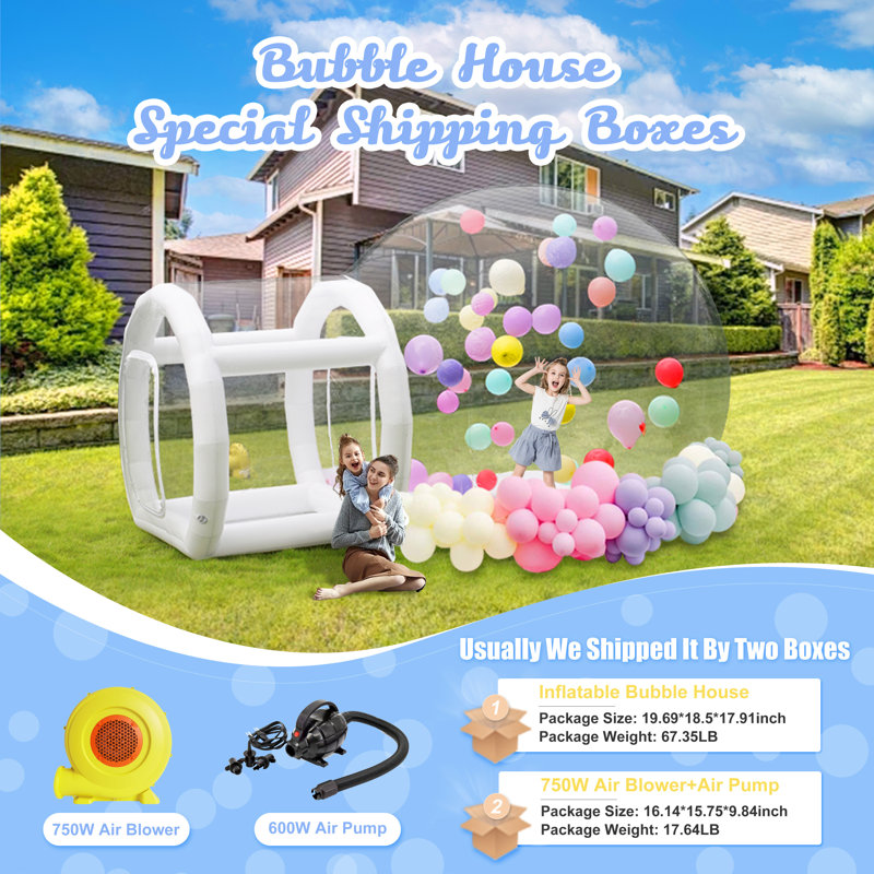 Step4Fun 10ft Inflatable PVC Bubble House Dome with 750W Air Blower Air ...