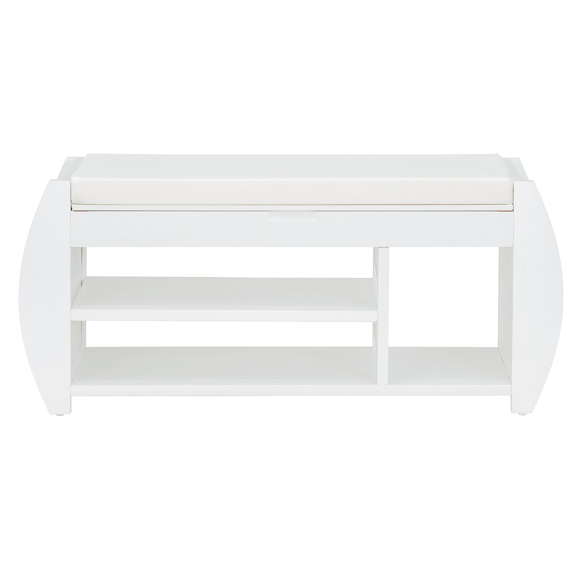 Latitude Run® Storage Bench with Cushion and Curved Side Panel | Wayfair