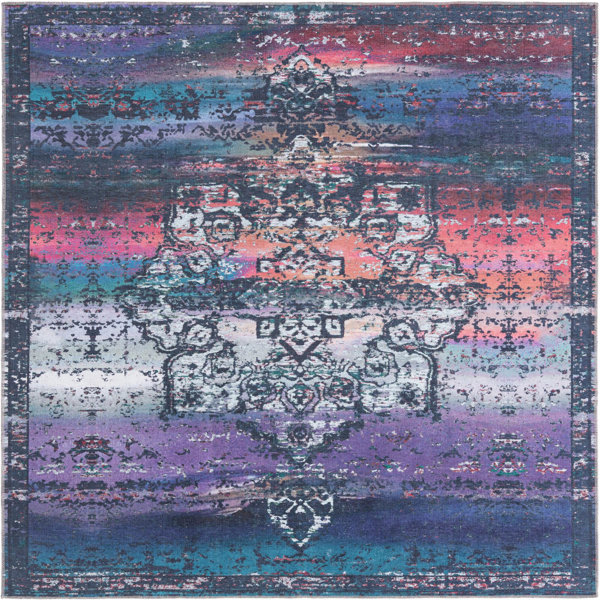 Bungalow Rose Oriental Blue/Pink/Purple Area Rug & Reviews | Wayfair
