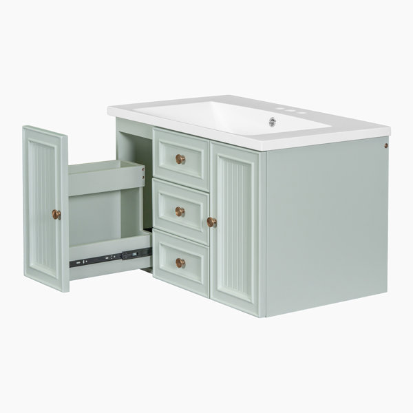 Winston Porter Latacha 30" Wall-Mounted Single Bathroom Vanity Set ...