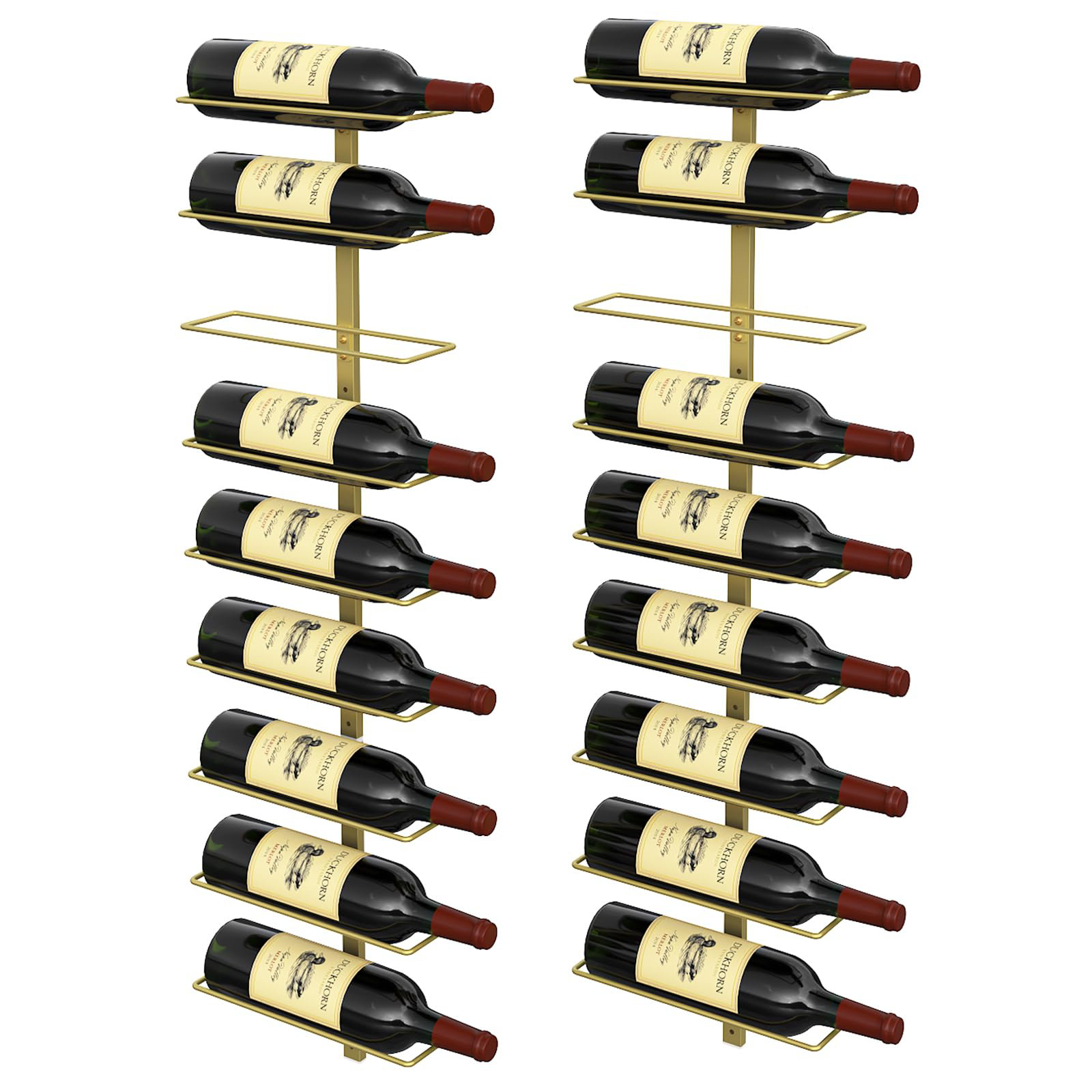 East Urban Home Gold Wine Rack And Holder Wall Mounted 18 Bottles ...