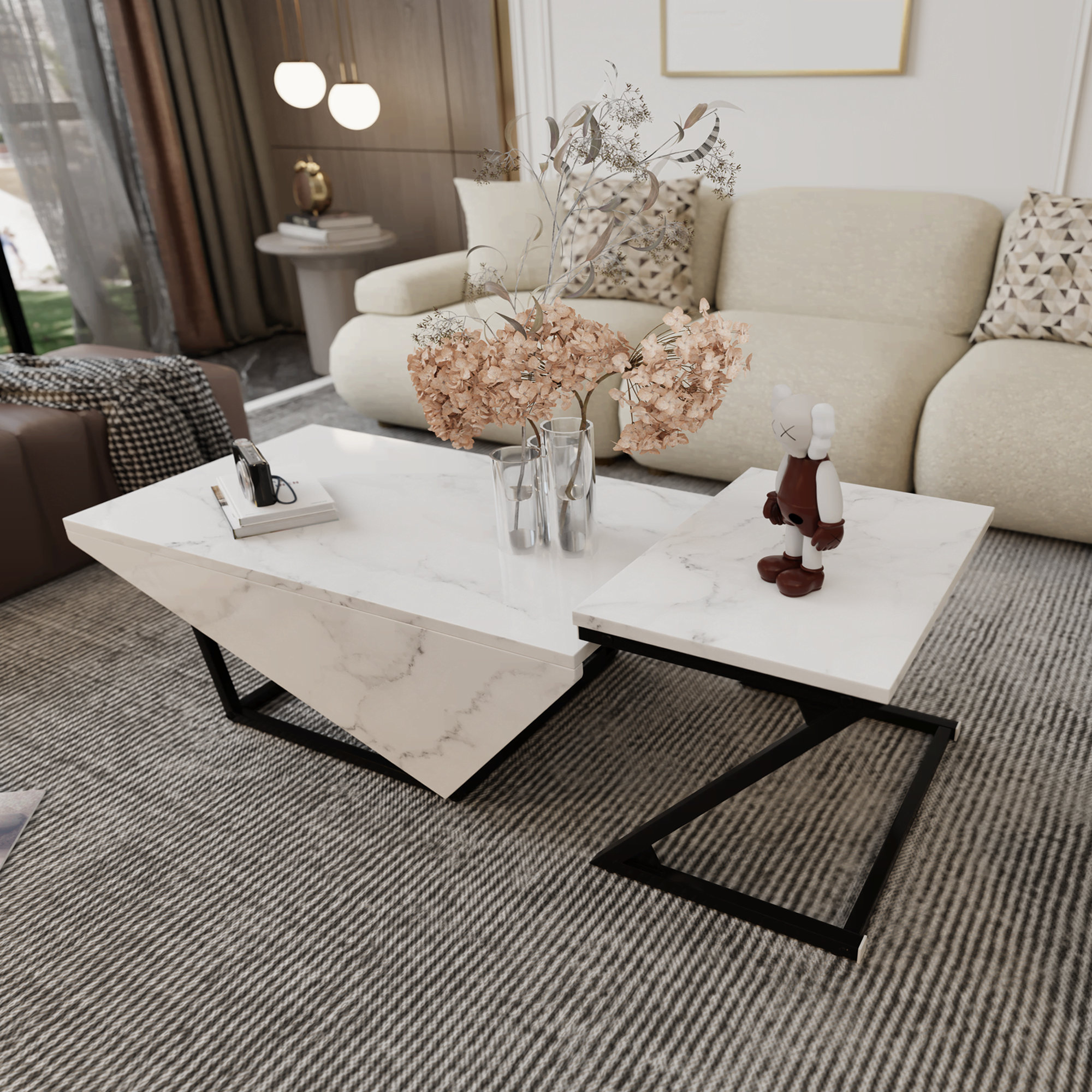 Wrought Studio™ Brandalynn Faux Marble Top Coffee Tables Set,Nesting ...