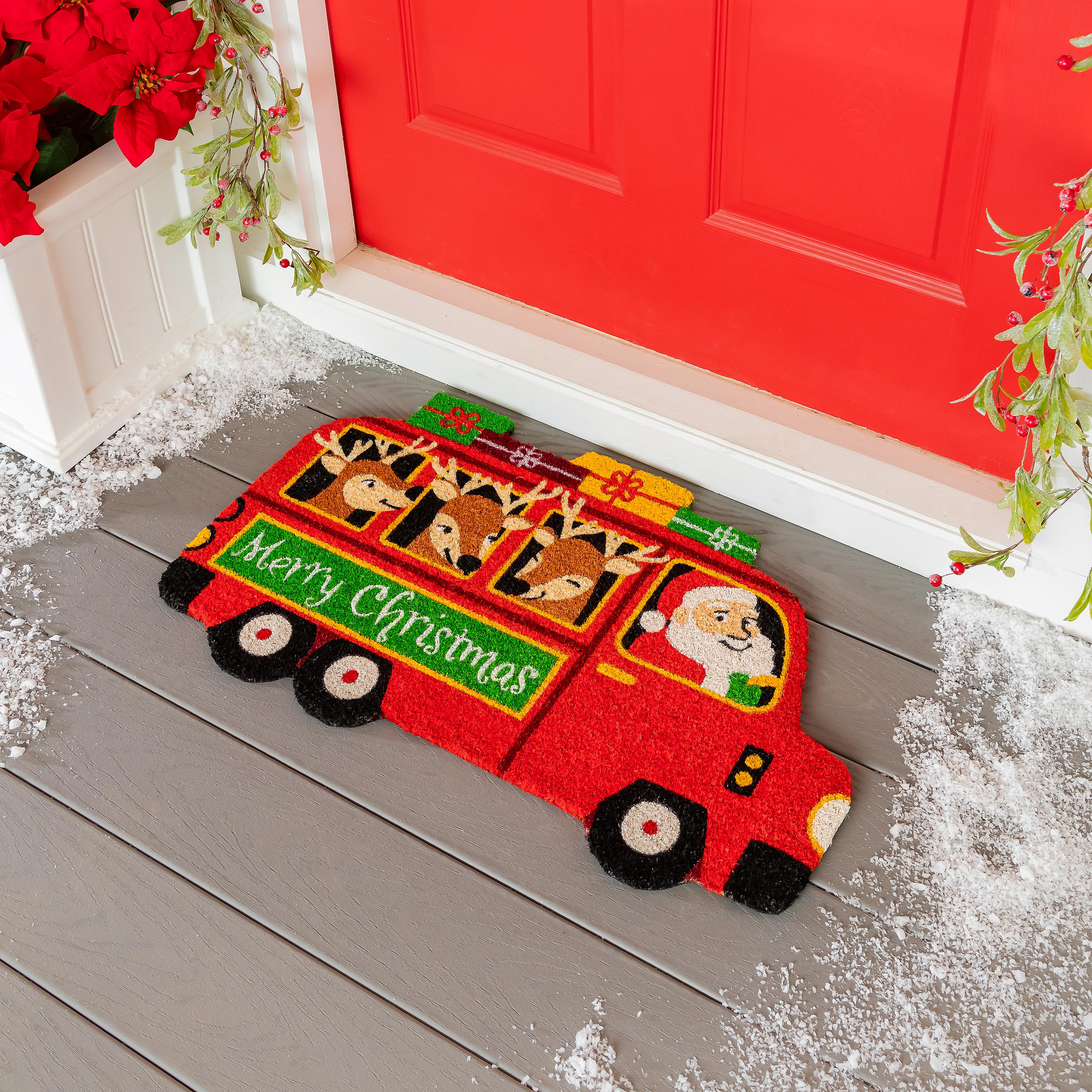 Ophelia & Co. Christmas Bus Shaped Coir Mat | Wayfair