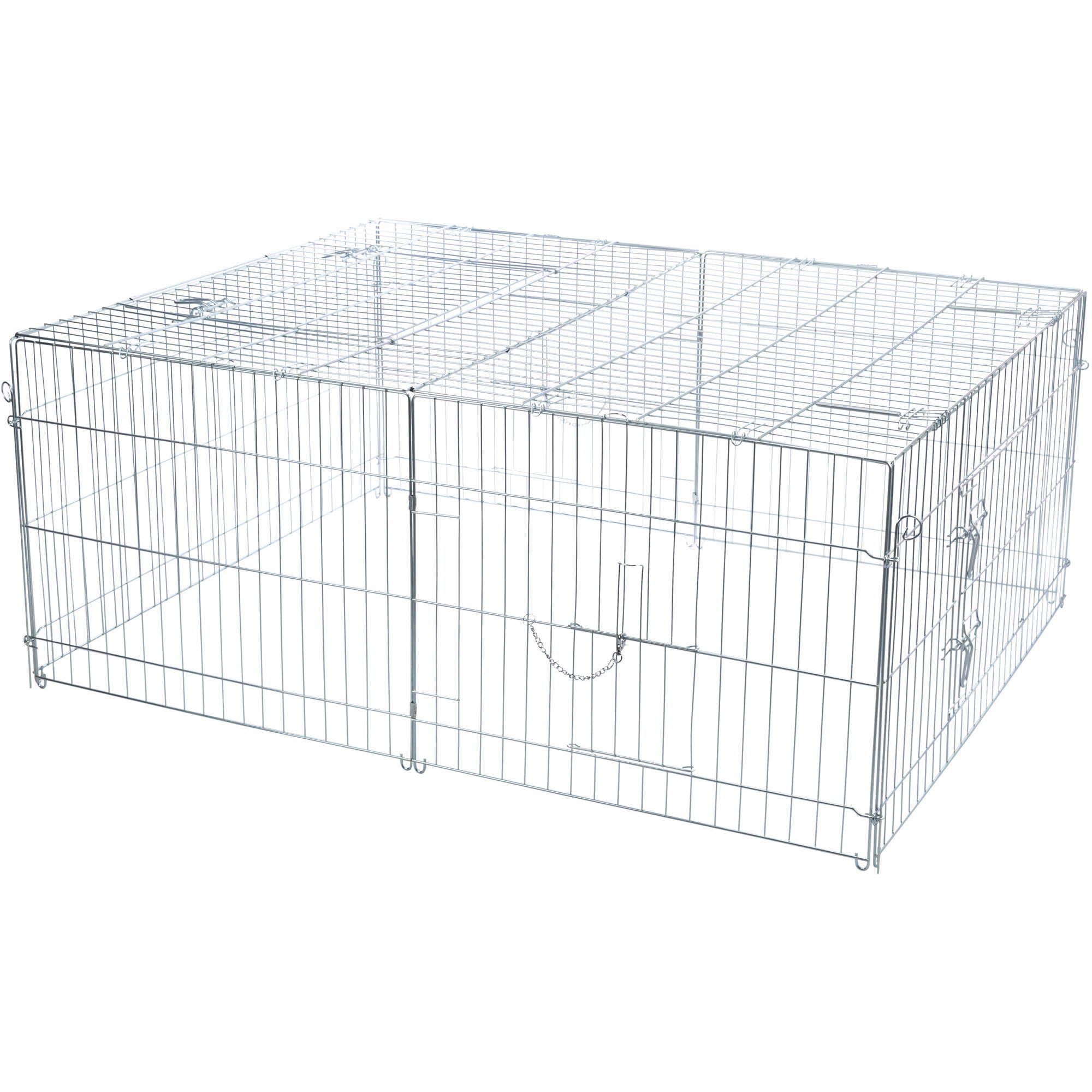 TRIXIE natura Enclosed Outdoor Run, Galvanized Metal Cage, Portable Pen ...