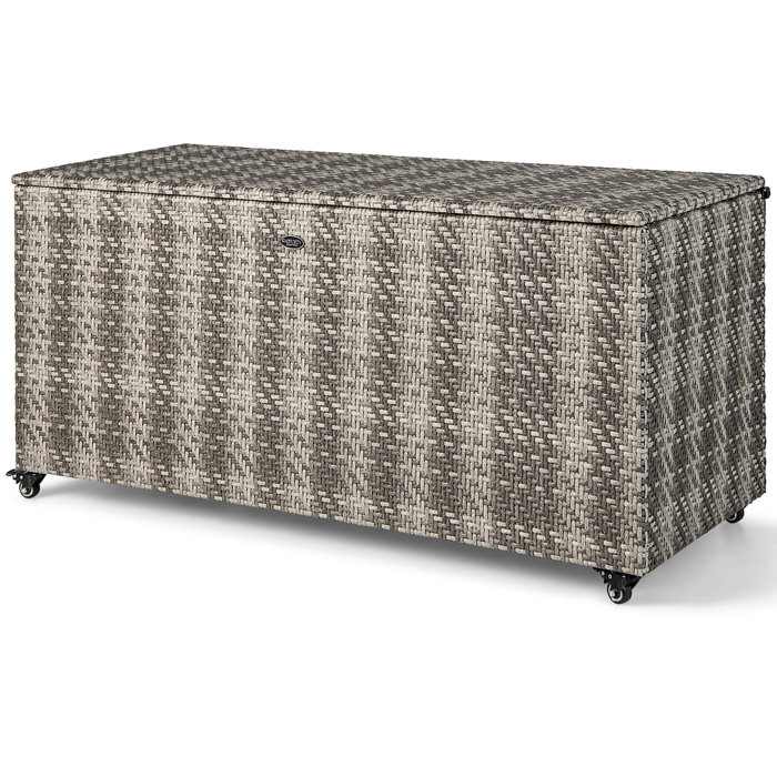 Gymax 52'' W 96 Gallons Water Resistant Wicker Deck Box with Wheels ...