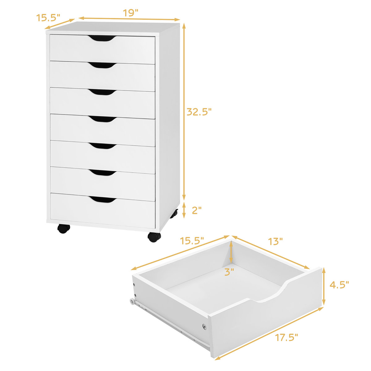 The Twillery Co.® 7 Drawer Rolling Storage Chest & Reviews | Wayfair