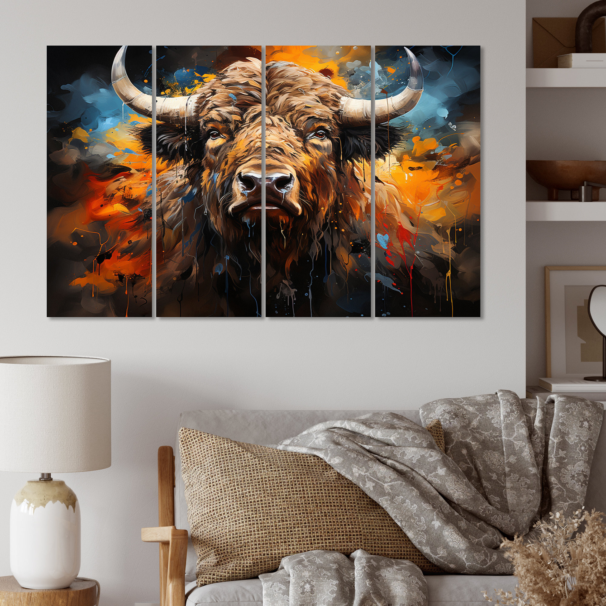 Design Art Buffalo Majestic Bison Collage - Animals Metal Wall Decor ...