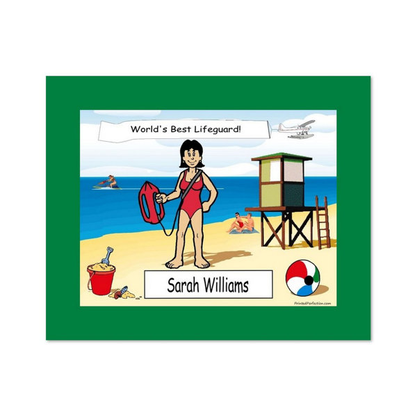 Printed Perfection Personalized Lifeguard - Female Caricature with a ...