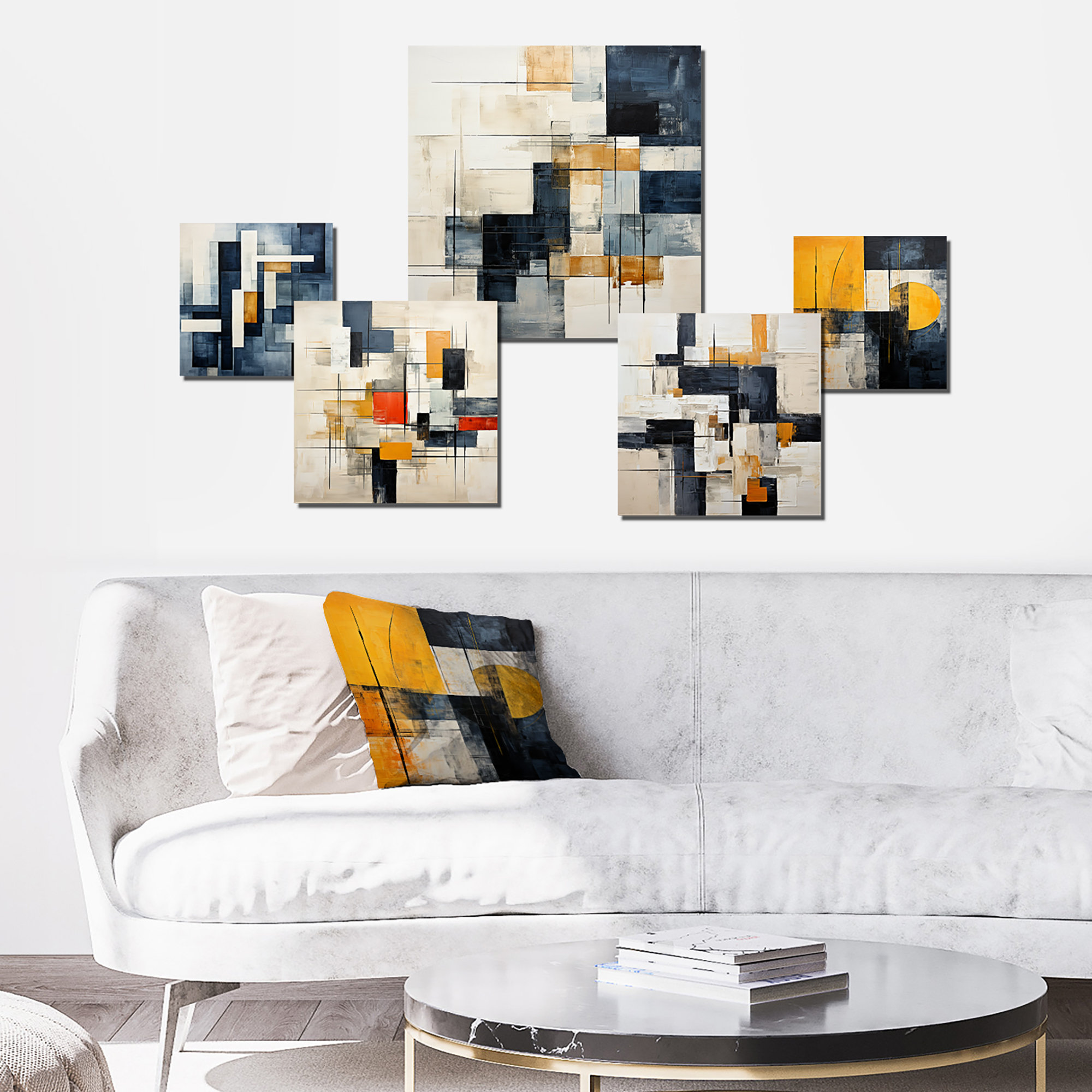 Design Art Indigo Illusion Abstract Shapes III - Abstract Shapes Wall ...