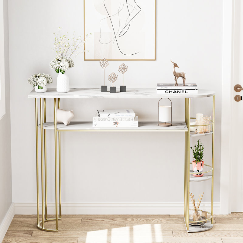 Mercer41 Console Table Gold Sofa Tables Narrow Entryway Table With ...