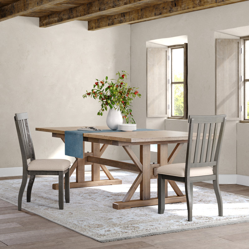Birch Lane™ Dylan Butterfly Leaf Pine/Elm Solid Wood Dining Table ...